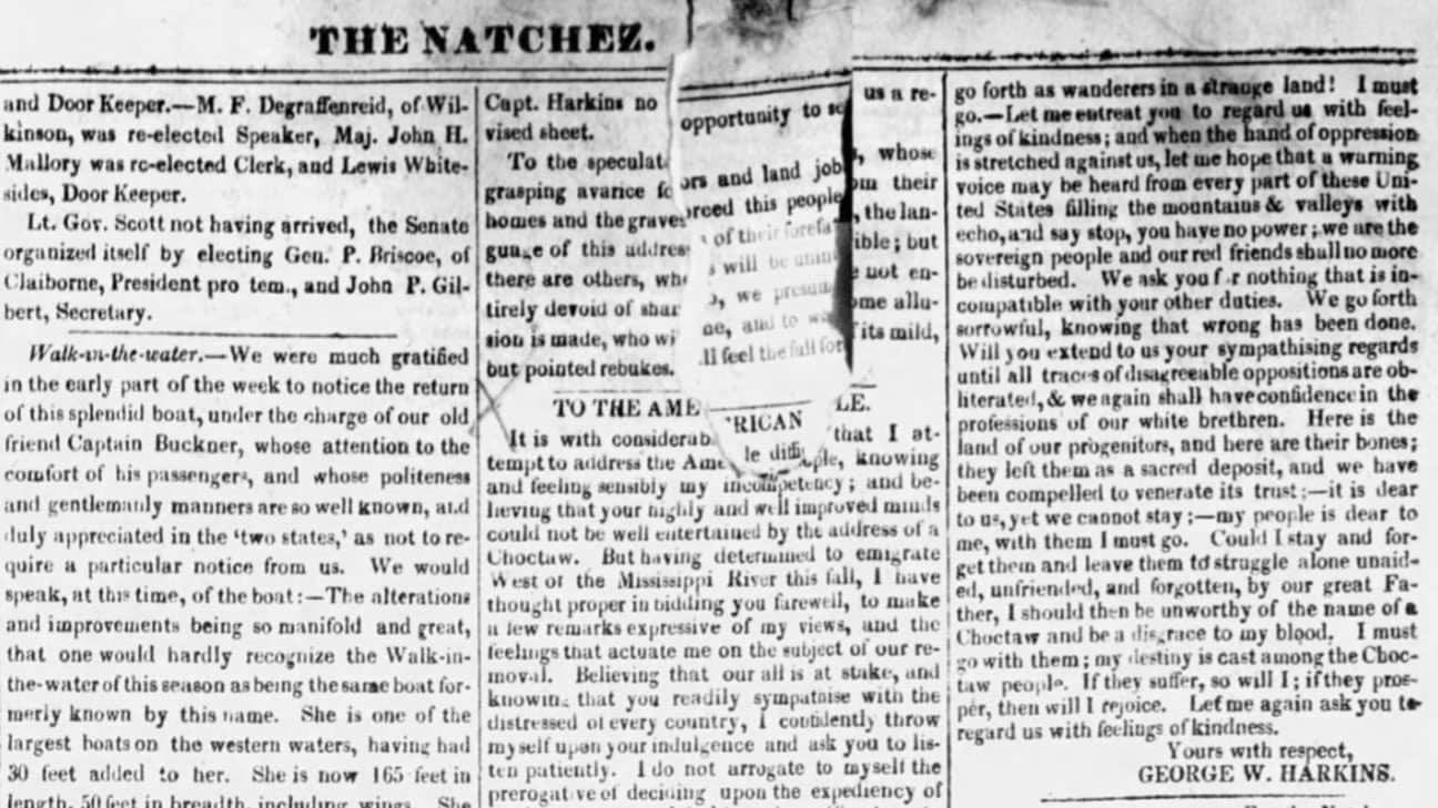 George W. Harkins' Letter to the American People - Choctaw Nation of ...